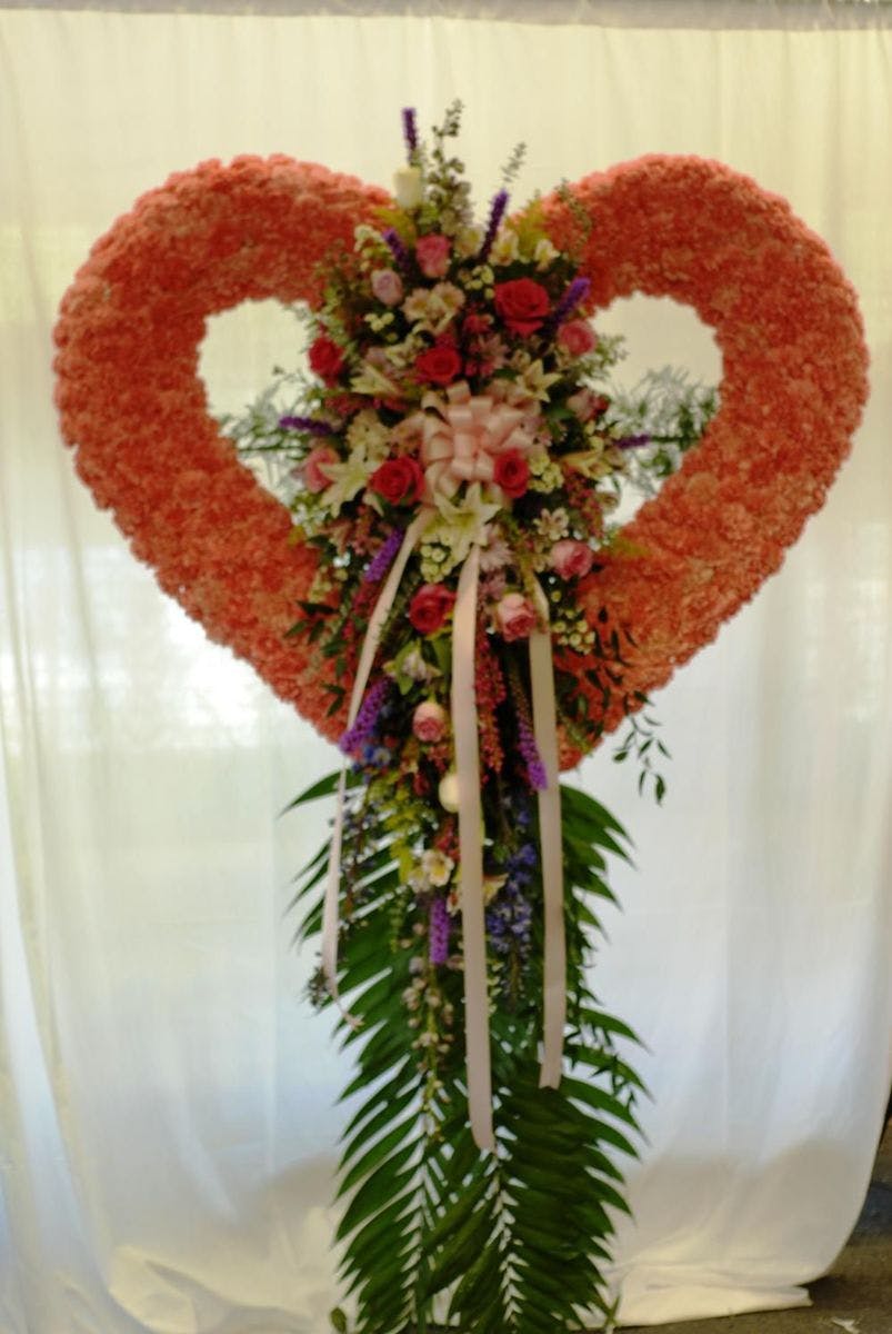 Large Pink Open Heart | Staten Island (NY) Sympathy & Funeral Flowers ...