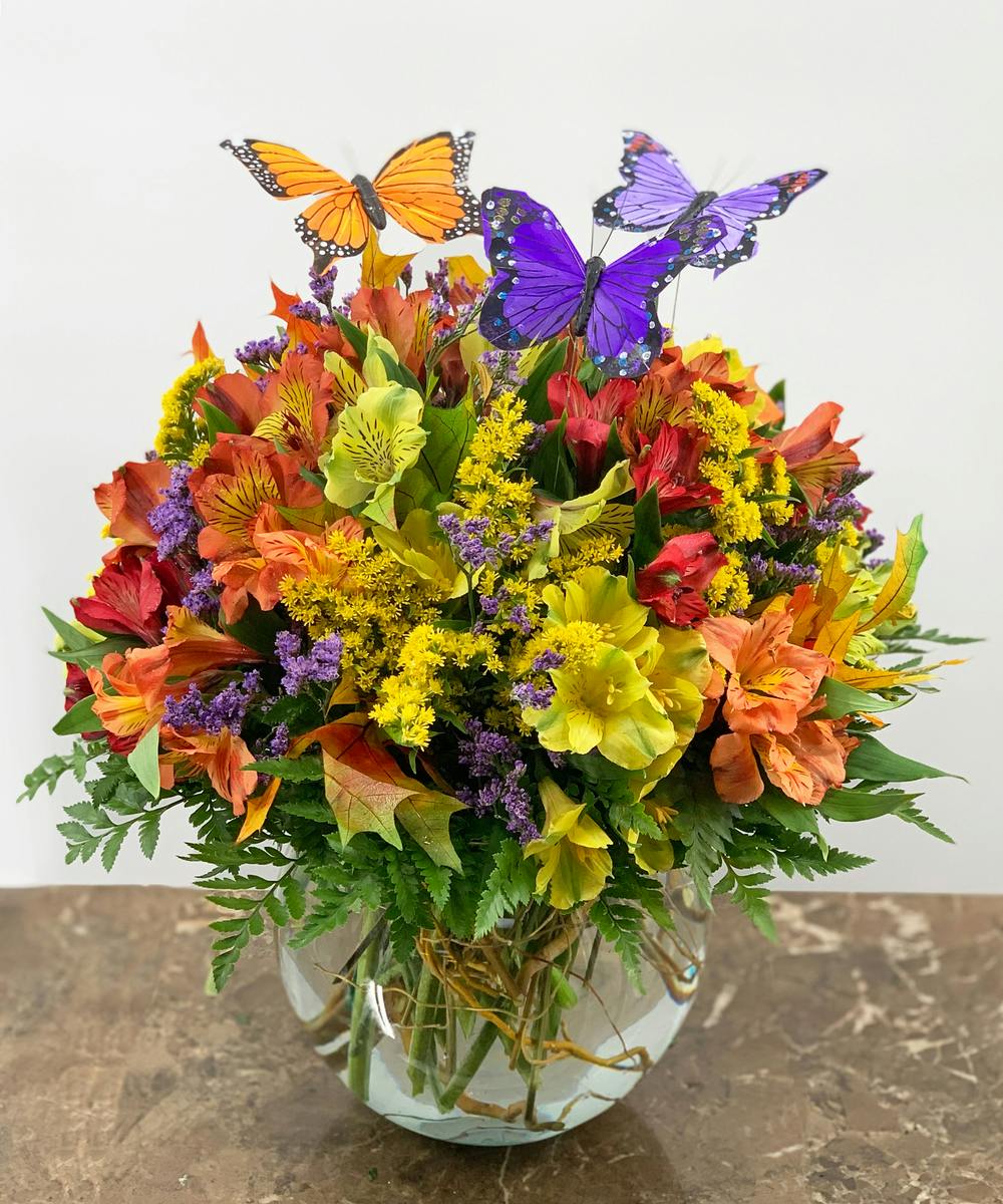 Fall Alstroemeria and Butterflies | Staten Island (NY) Autumnal Flowers ...